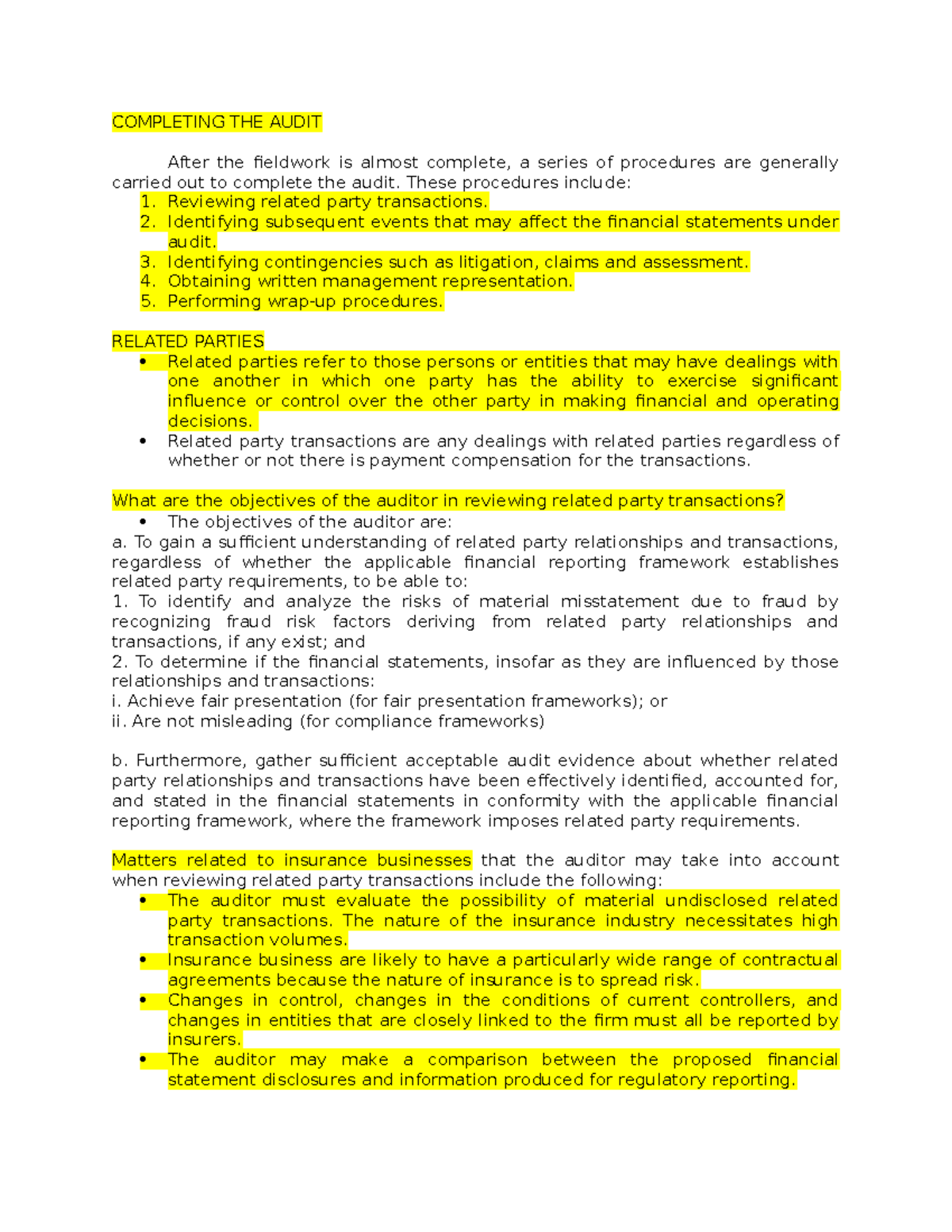Auditing & Assurance-Completing the audit - COMPLETING THE AUDIT After ...