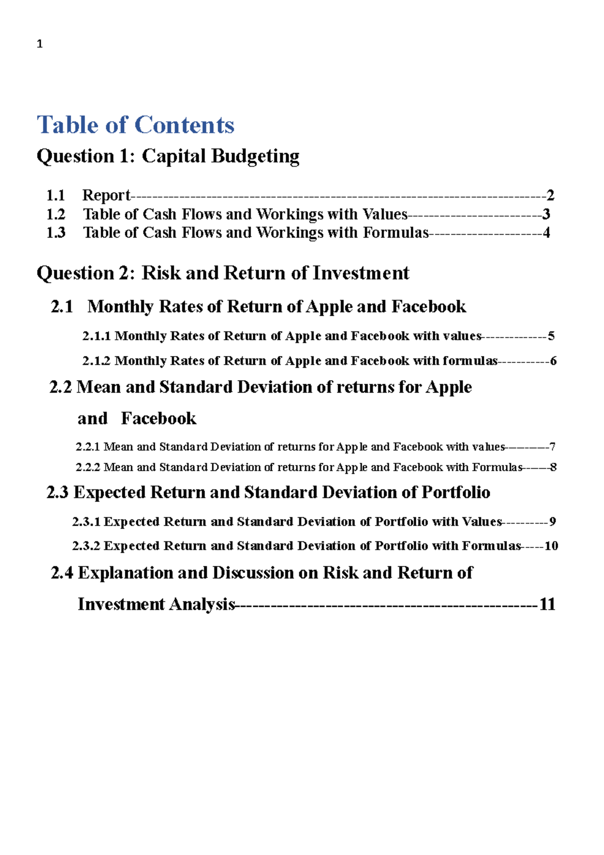 FM hardcopy - Financial Management Assignment - Table of Contents ...