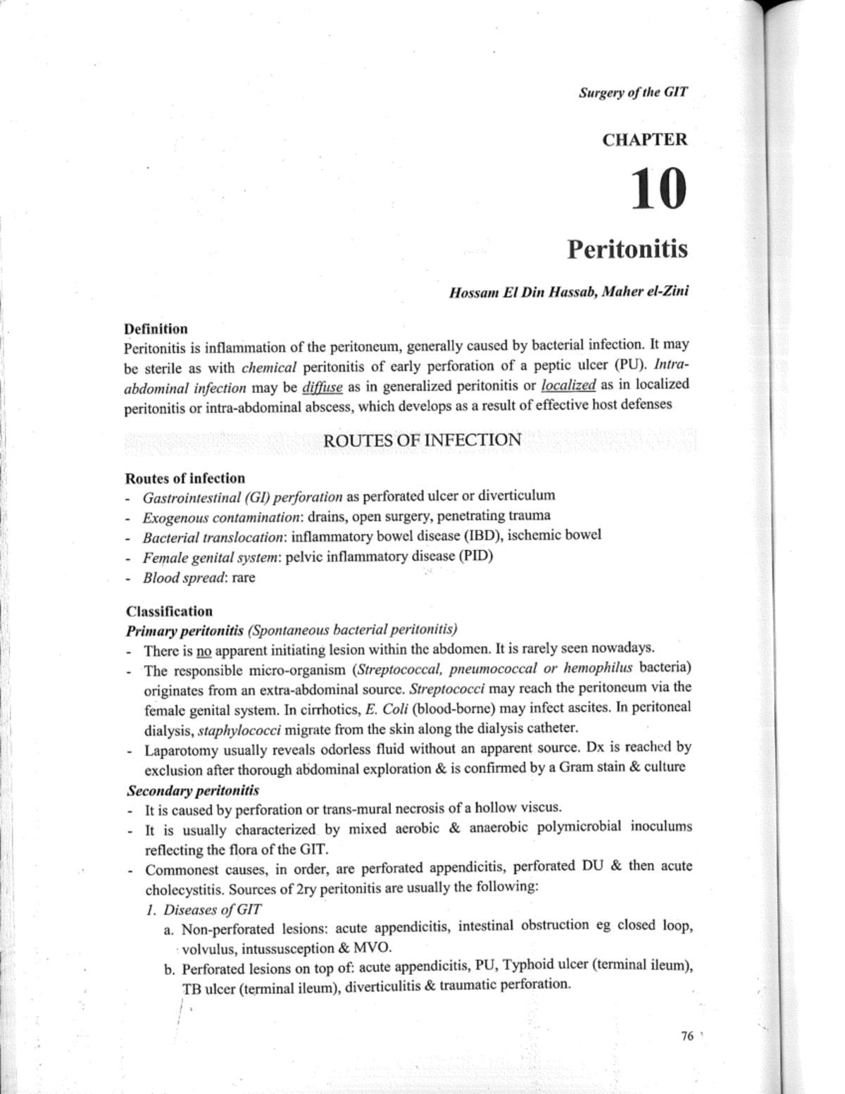 Peritonitis - physiology pathology - Studocu