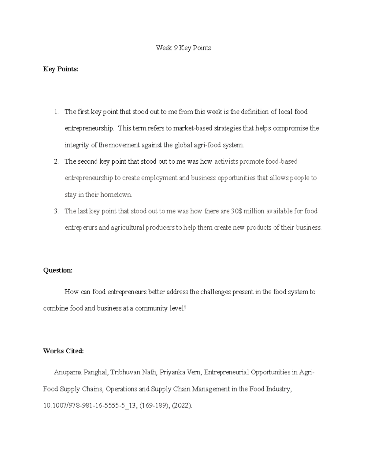 Week 9 Key Points - Summary of Week 9 - Week 9 Key Points Key Points ...