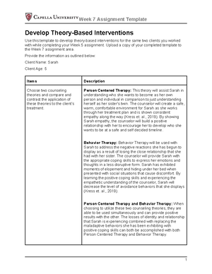 COUN 5254-Unit 9-Assignment 1 - COUN 5254-Child and Adolescent ...