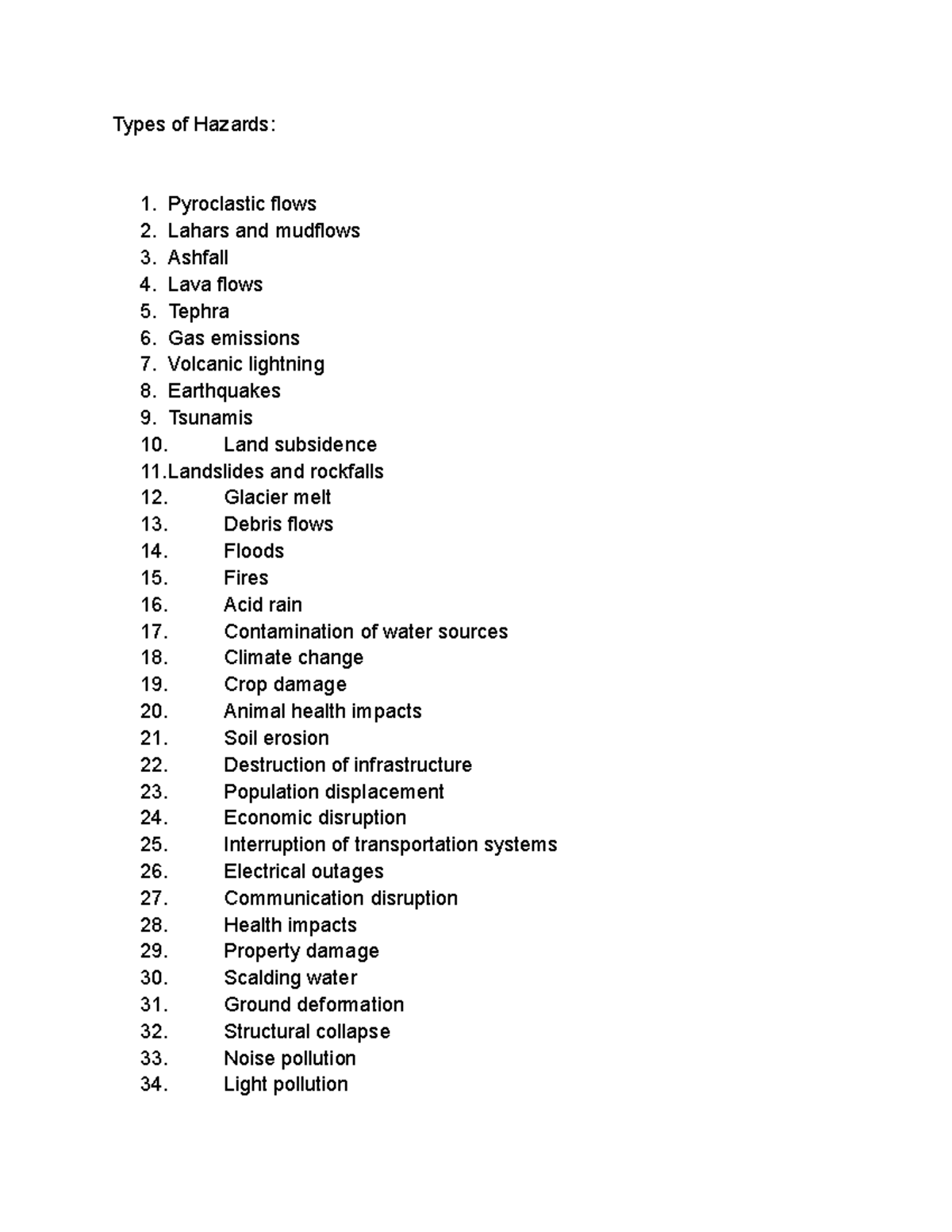 Types of Hazards - Types of Hazards: Pyroclastic flows Lahars and ...