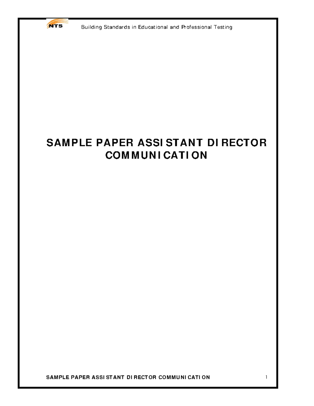 Sample Paper Assistant Director Communication - SAMPLE PAPER ASSISTANT ...