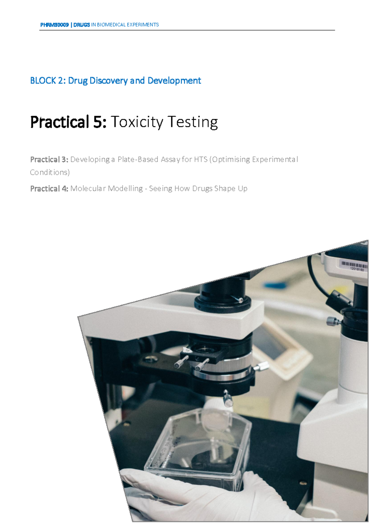 2022 S1 Practical 5 Manual F2F - BLOCK 2 : Drug Discovery and ...