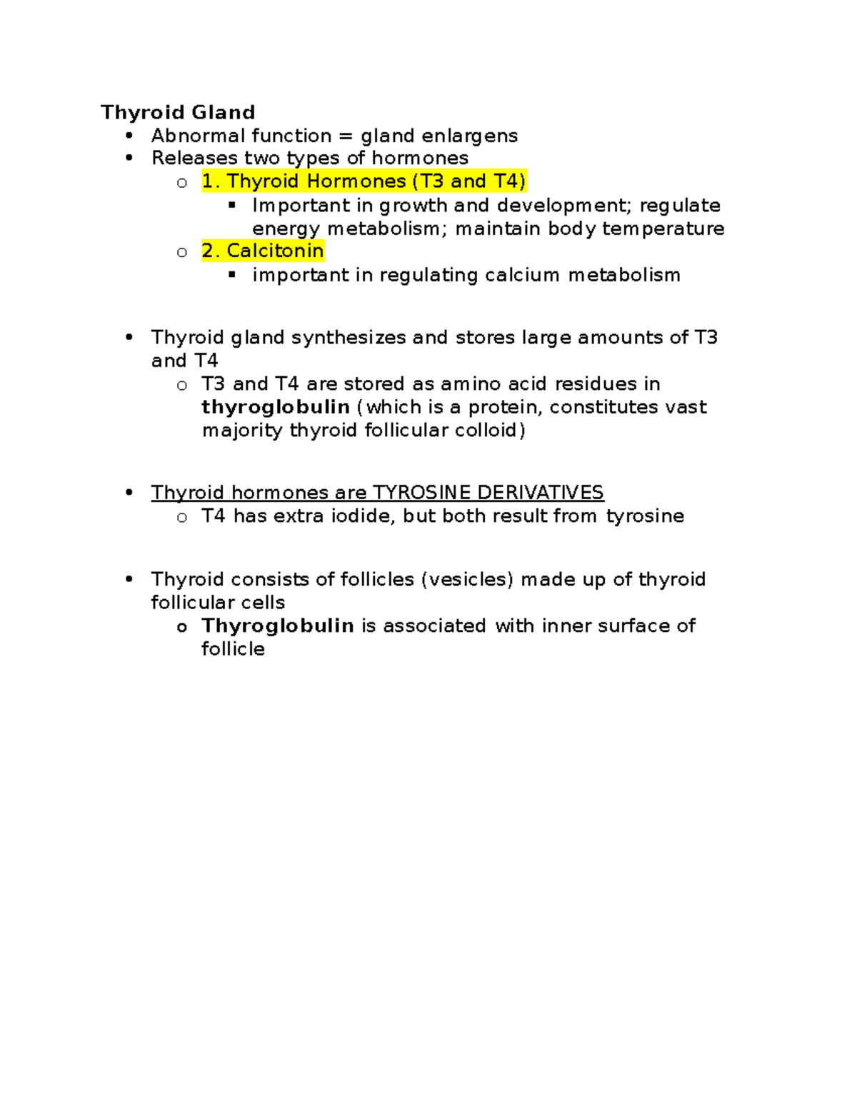 Thyroid Hormones - Endo/Rep Exam 2 - Thyroid Gland Abnormal function ...