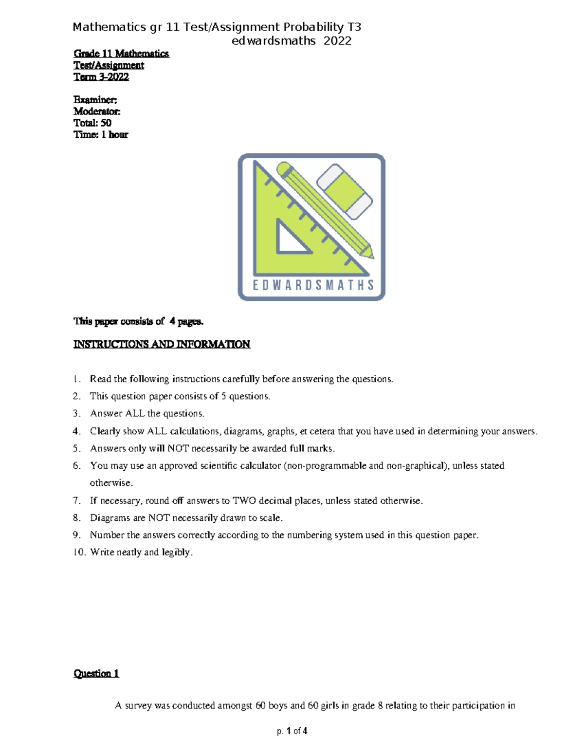 Gr%2011 %20Edwardsmaths%20Test%20or%20Assignment%20%20Probability%20T3 ...