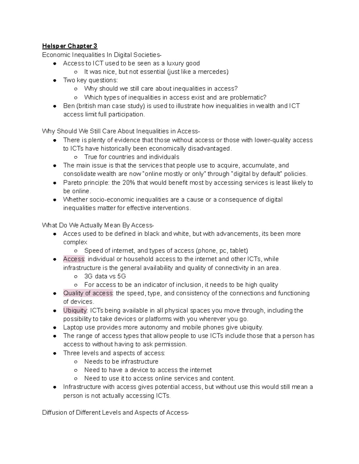 Helsper- Chapter 3 and 4 - Helsper Chapter 3 Economic Inequalities In ...