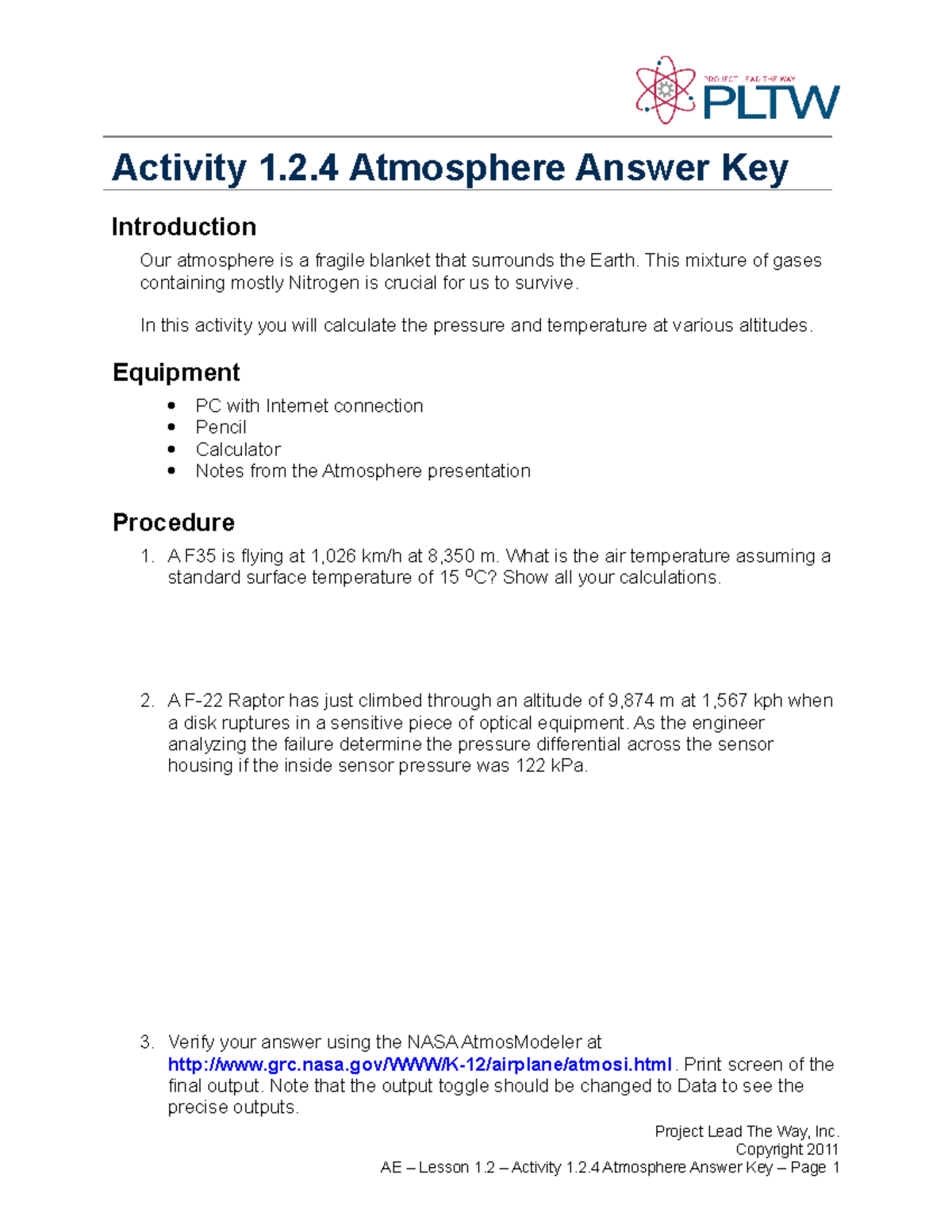 A1 2 4 Atmosphere Ans Key - Activity 1.2 Atmosphere Answer Key ...