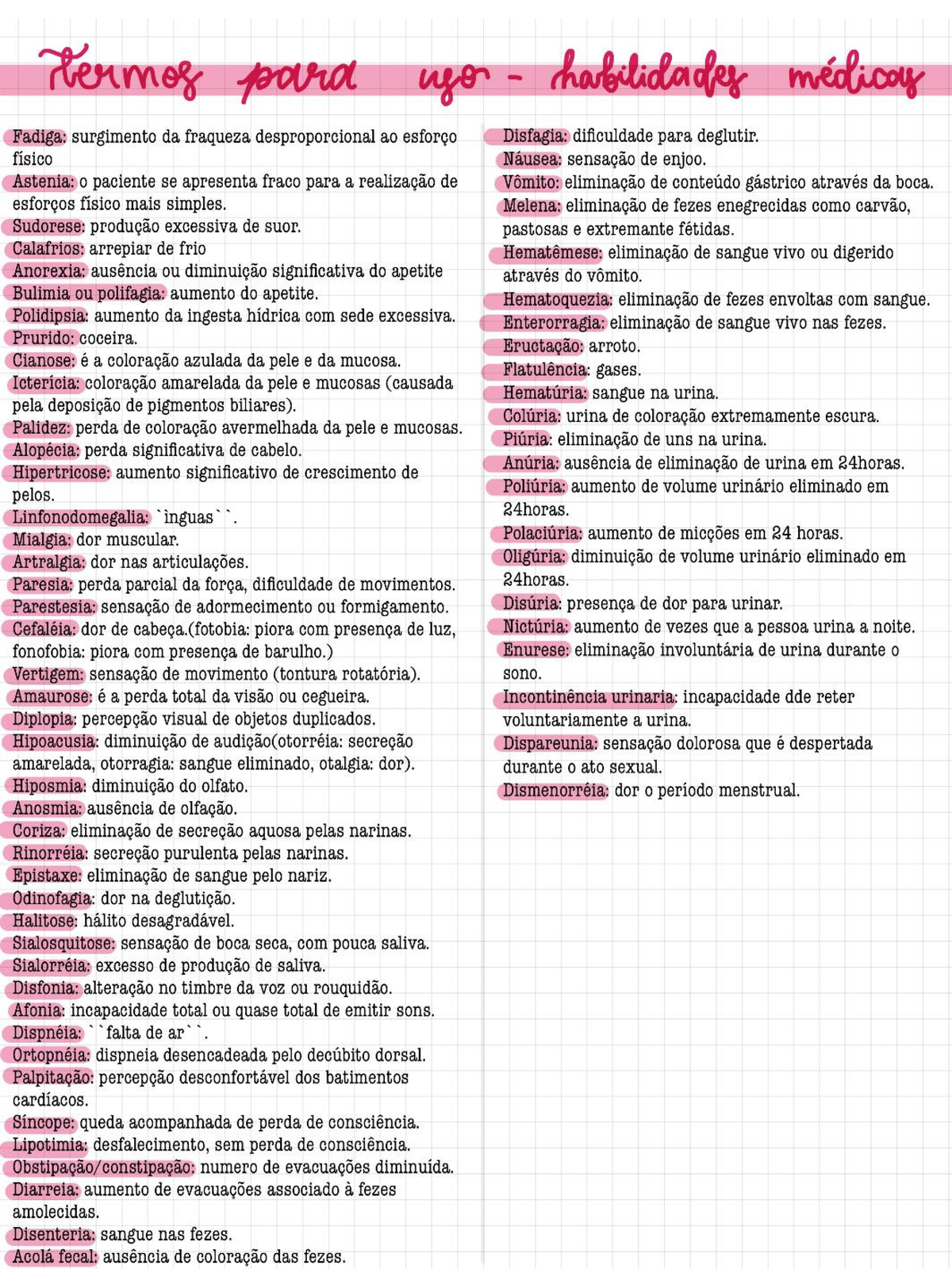 Termos médicos - HM - Medicina - Studocu