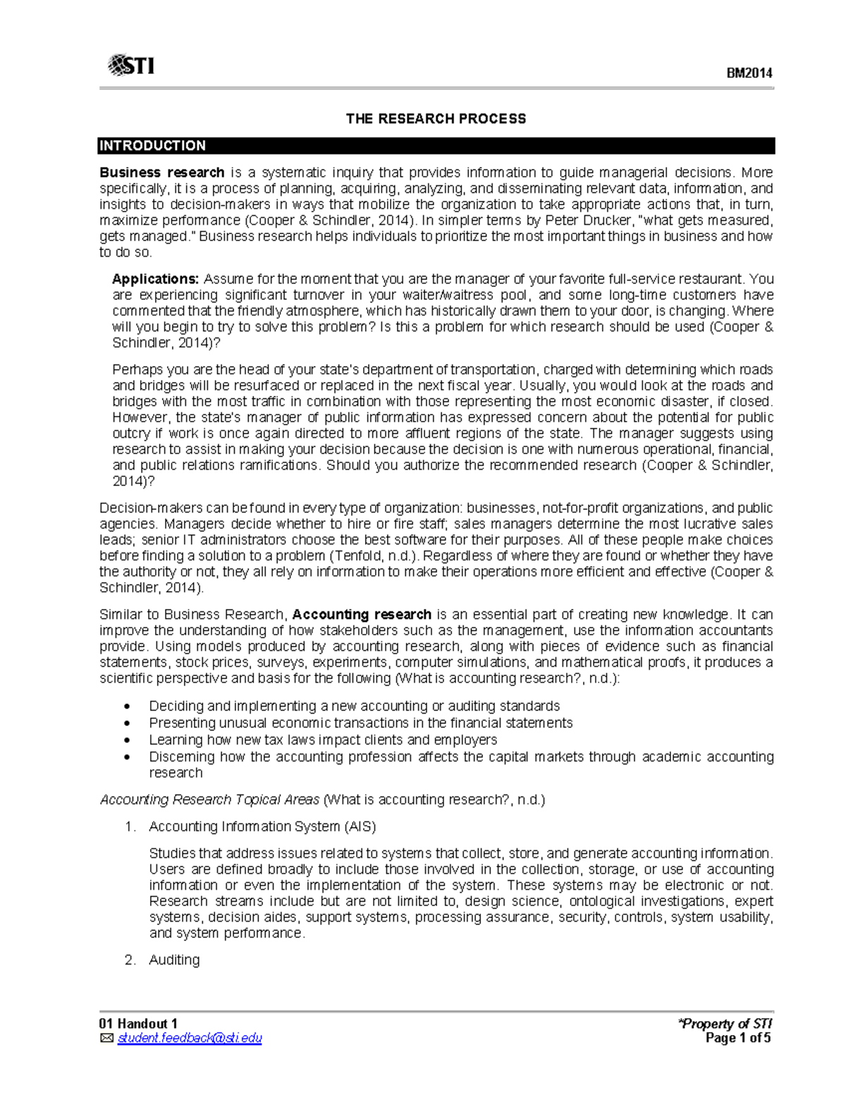01 Handout 1 - Accounting - 01 Handout 1 *Property of STI THE RESEARCH ...