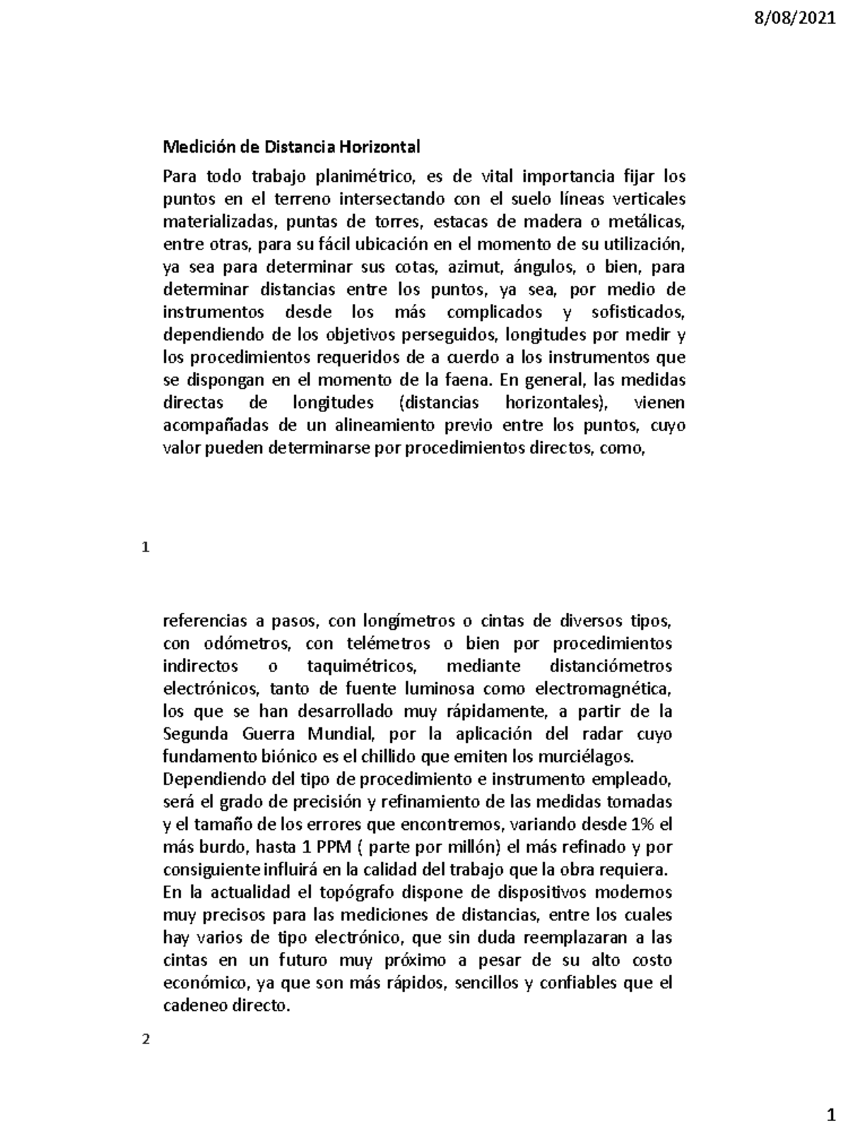 Topografia Clase 5 - Descripción del tema - MediciÛn de Distancia ...