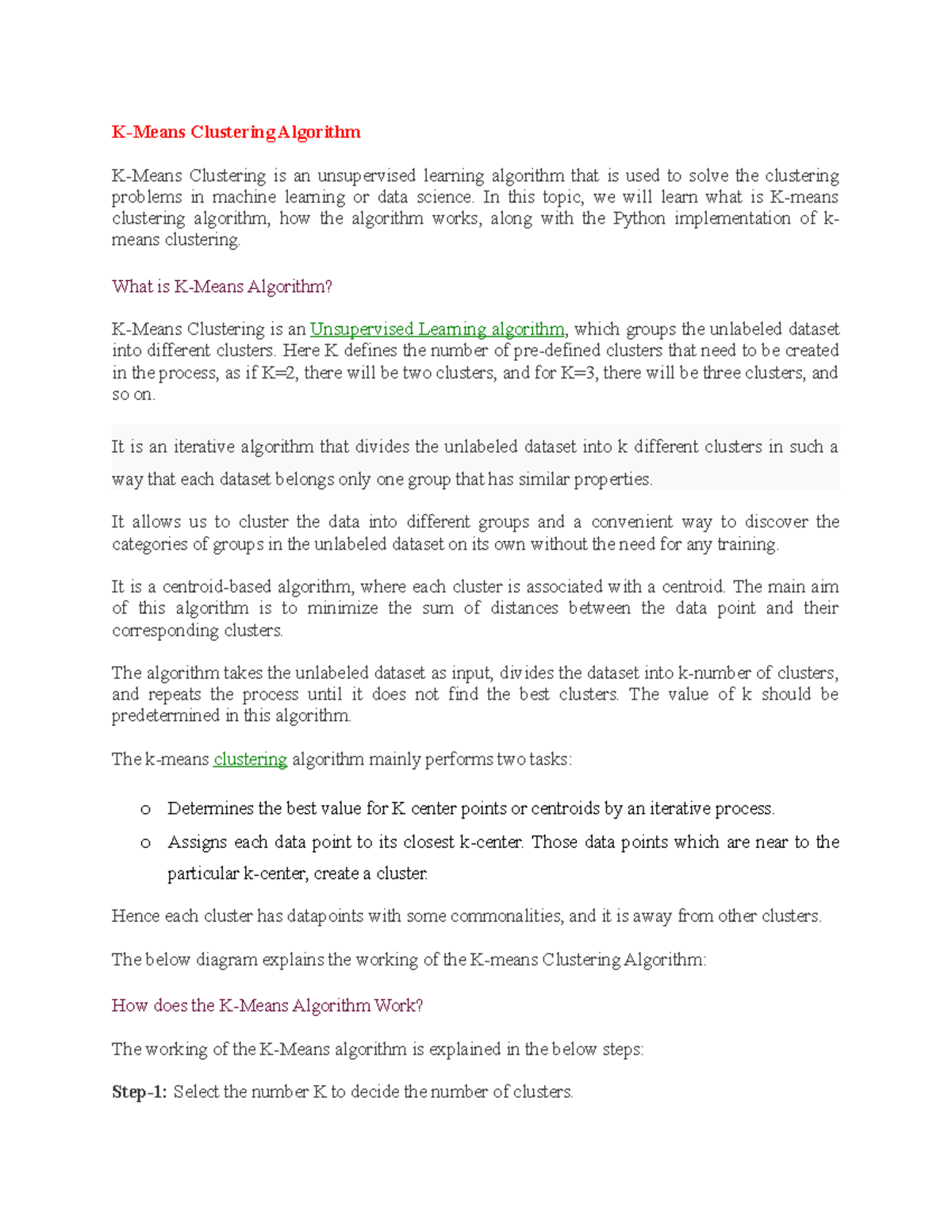 Unit 3 DSA - data science and analytics - K-Means Clustering Algorithm ...