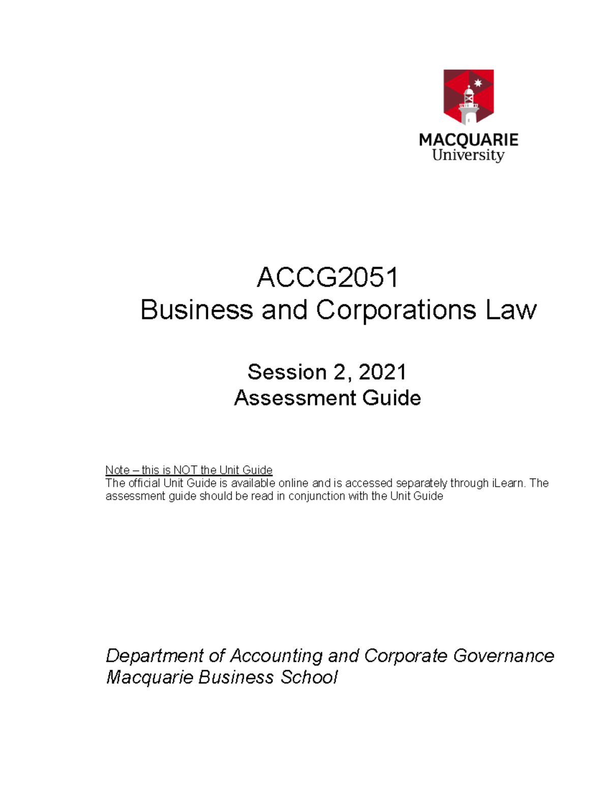 ACCG2051 S2 2021 Assessment Guide ACCG2051 S2 2021 Assessment Guide ...