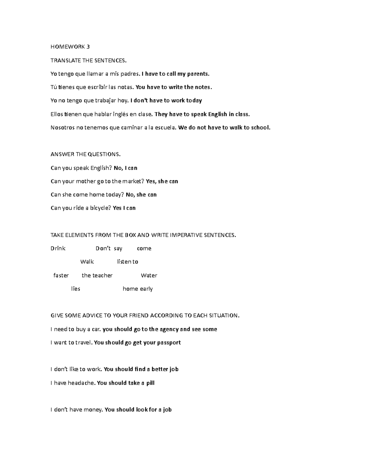 Homework 33 - Lecture notes english - HOMEWORK 3 TRANSLATE THE ...