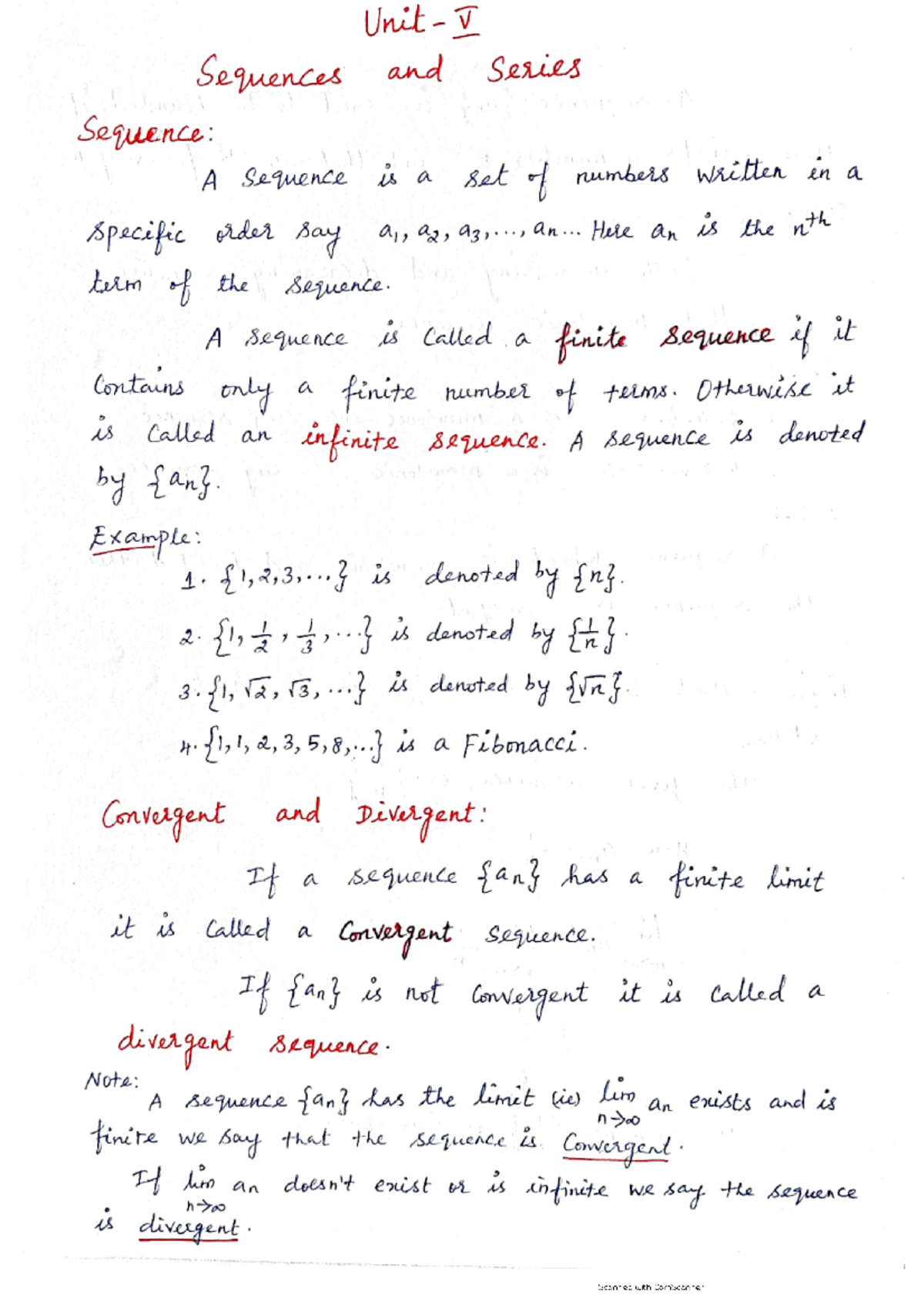 Unit -V Sequences and Series - Calculus and Linear Algebra - Studocu