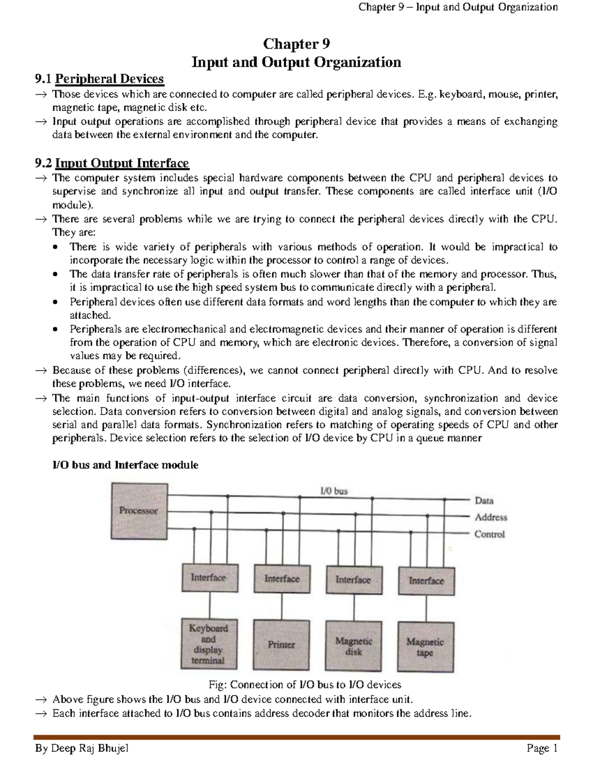 Chapter 9 CO BIM III - ass - Chapter 9 Input and Output Organization 9 Peripheral Devices Those ...