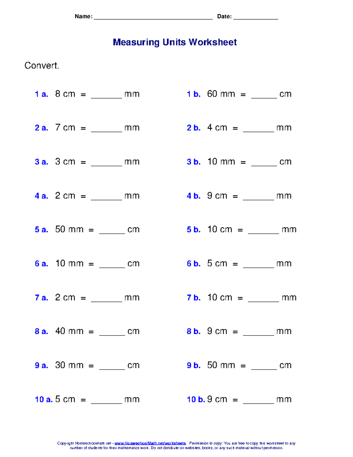 #1+Measuring+units+Worksheet - Name ...