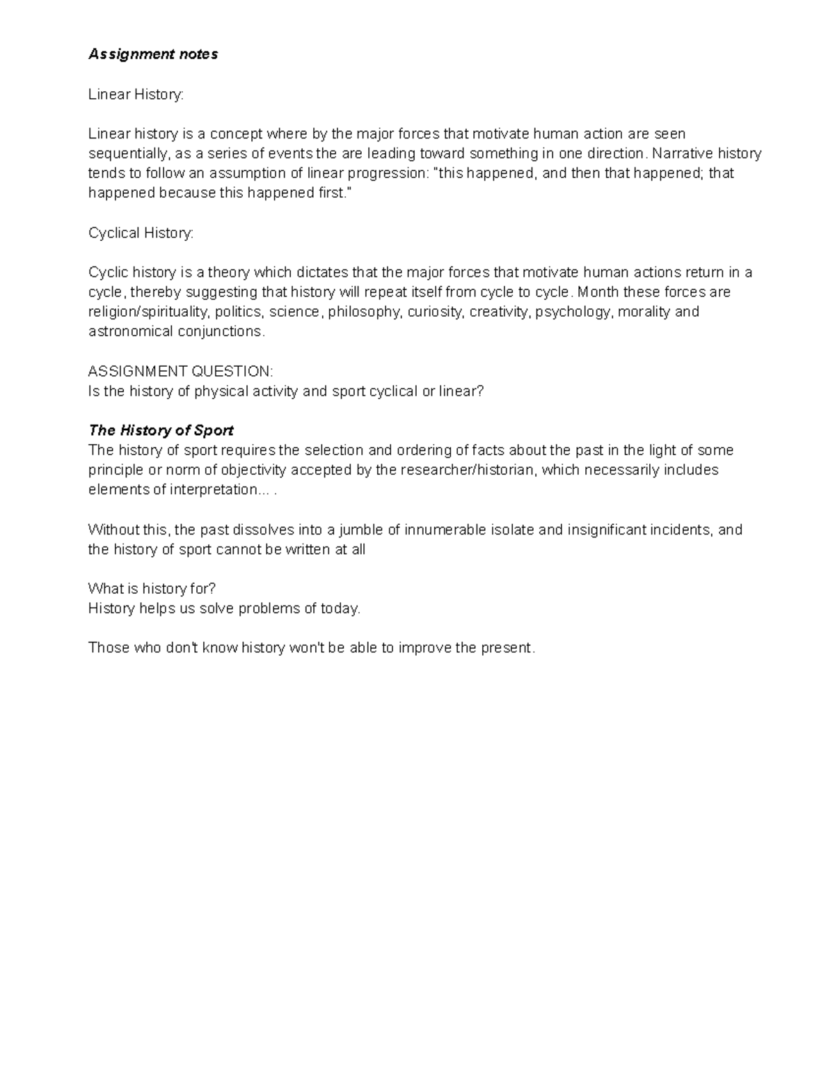 ClassIntroduction - Assignment notes Linear History: Linear history is ...