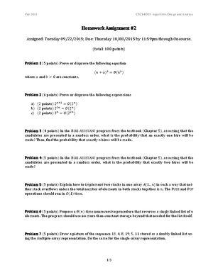 Seminar assignments - 1, questions - Fall 2015 Algorithms Design and ...