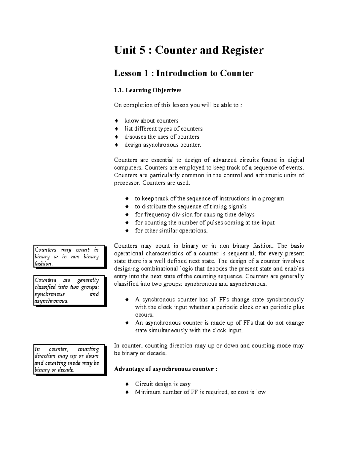 Counters - well written slides and notes - Unit 5 : Counter and ...