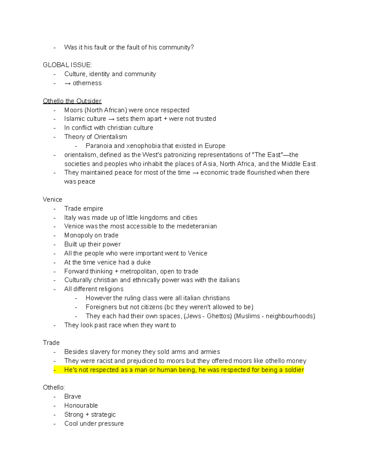 Othello Intro - Was it his fault or the fault of his community? GLOBAL ...