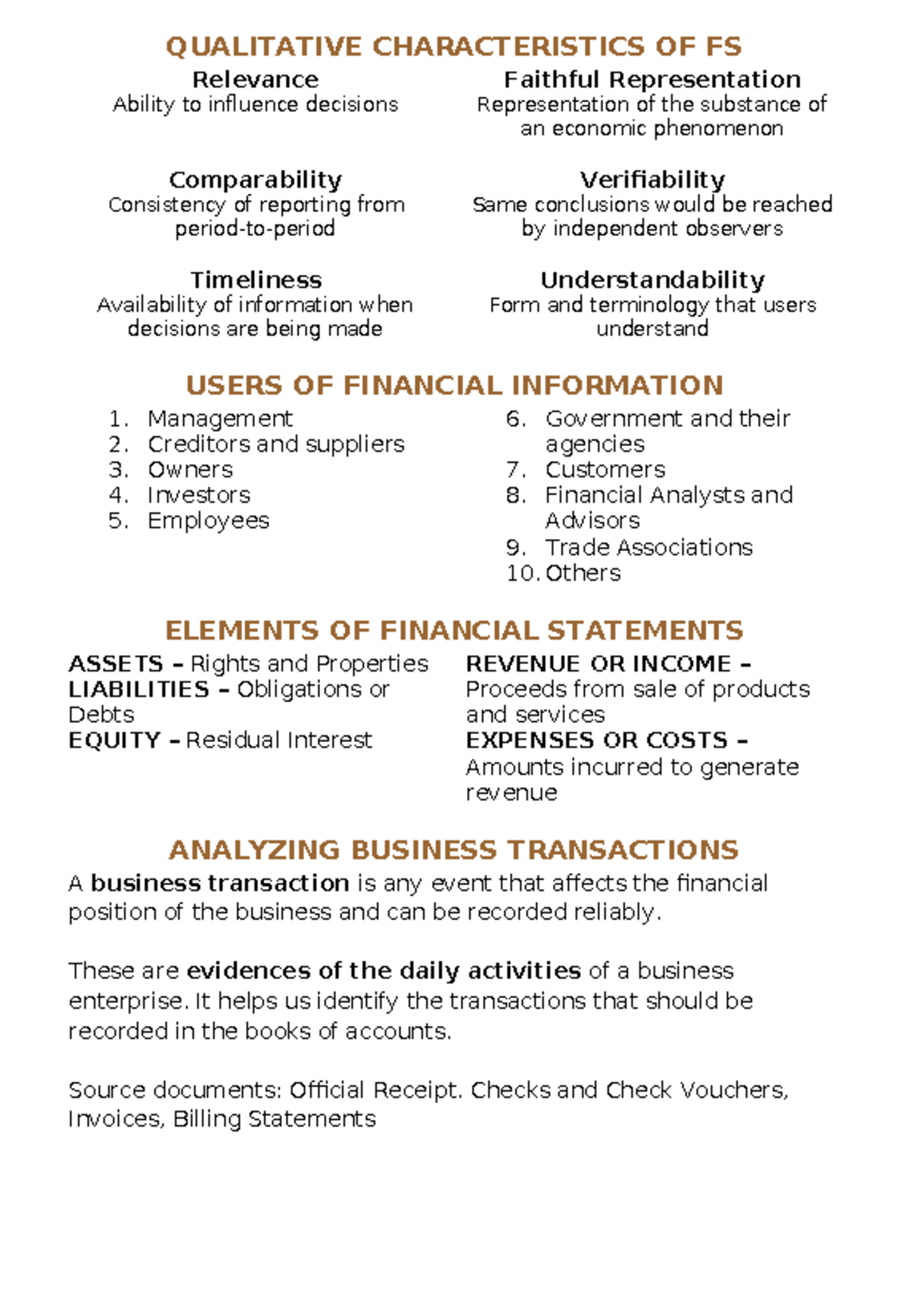 Service-Entities - Service - QUALITATIVE CHARACTERISTICS OF FS ...