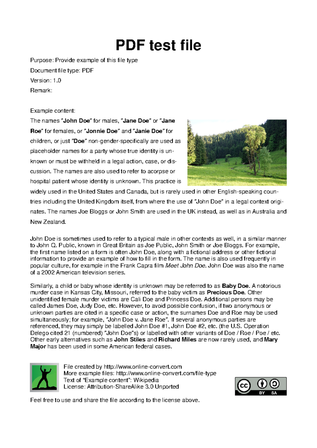 Example - ola - PDF test file Purpose: Provide example of this file ...
