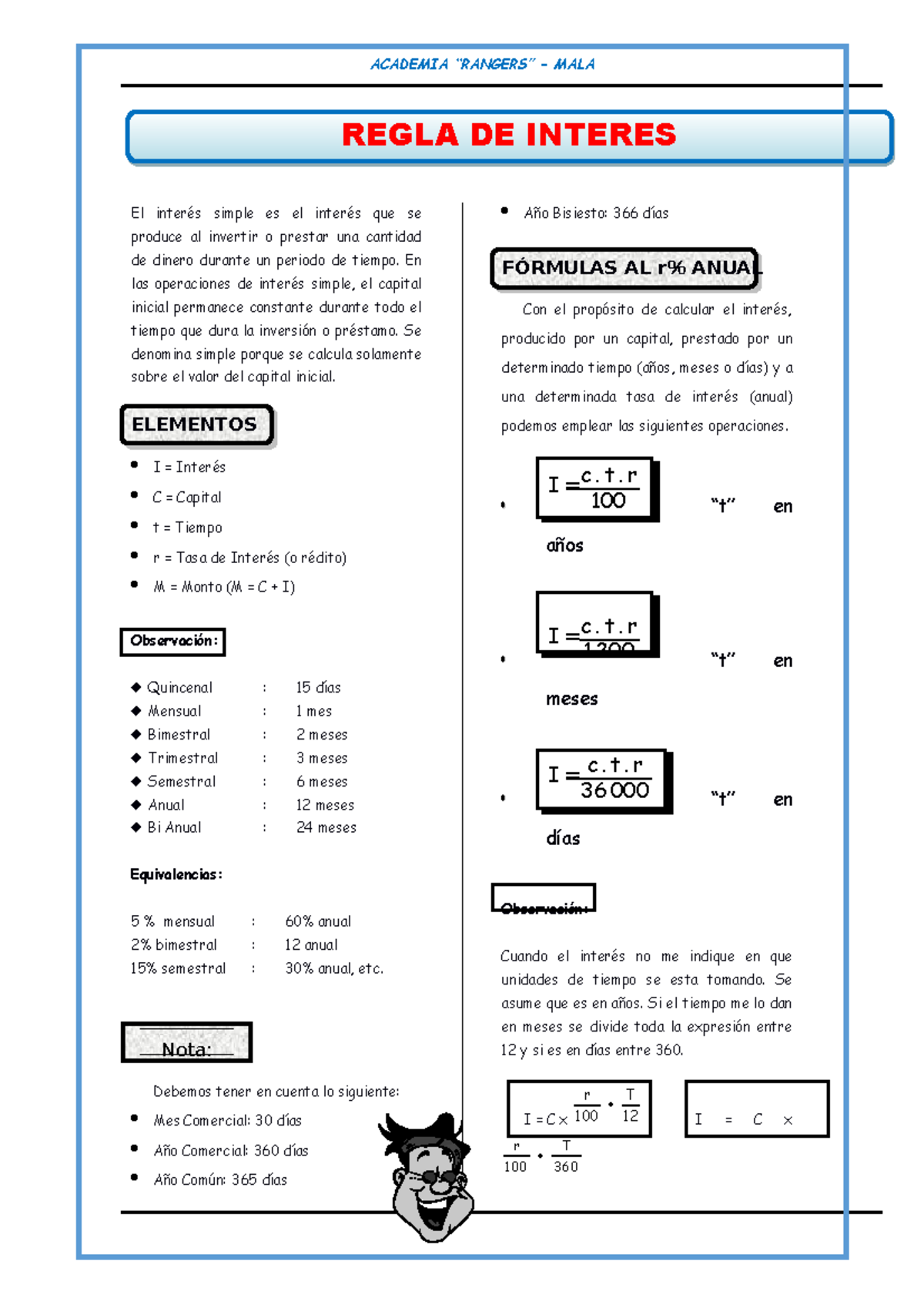 Regla de Interes para Quinto de Secundaria - El interés simple es el ...