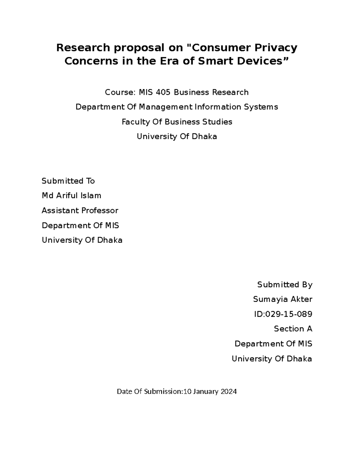 Research Proposal on Consumer Privacy - Research proposal on "Consumer ...