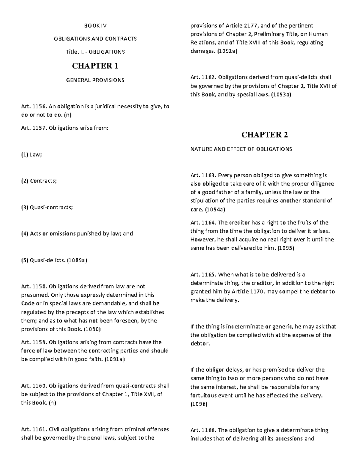 Oblicon- Provisions - obligations and contracts - BOOK IV OBLIGATIONS ...