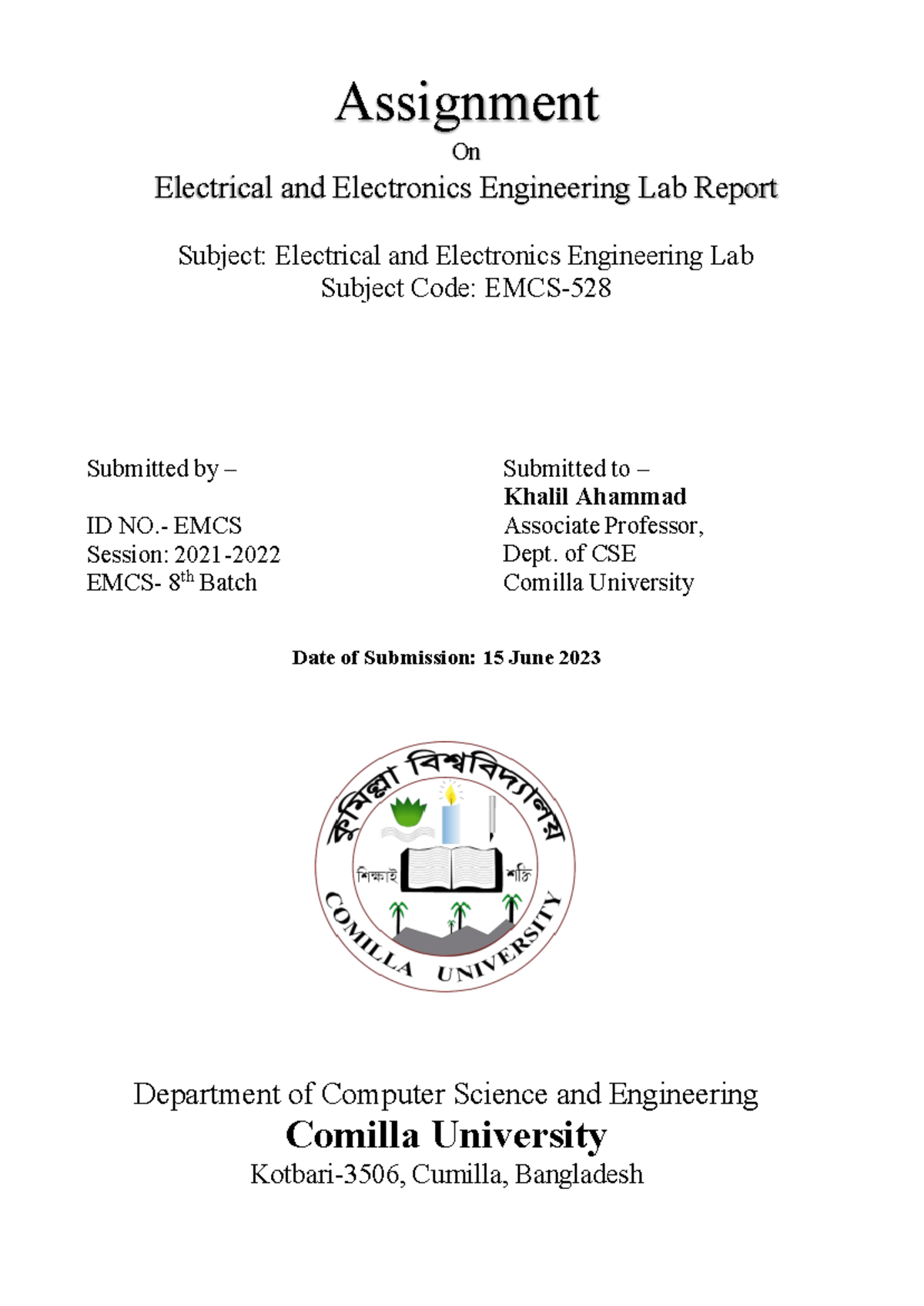 Lab-report - Database Management system - Subject: Electrical and ...