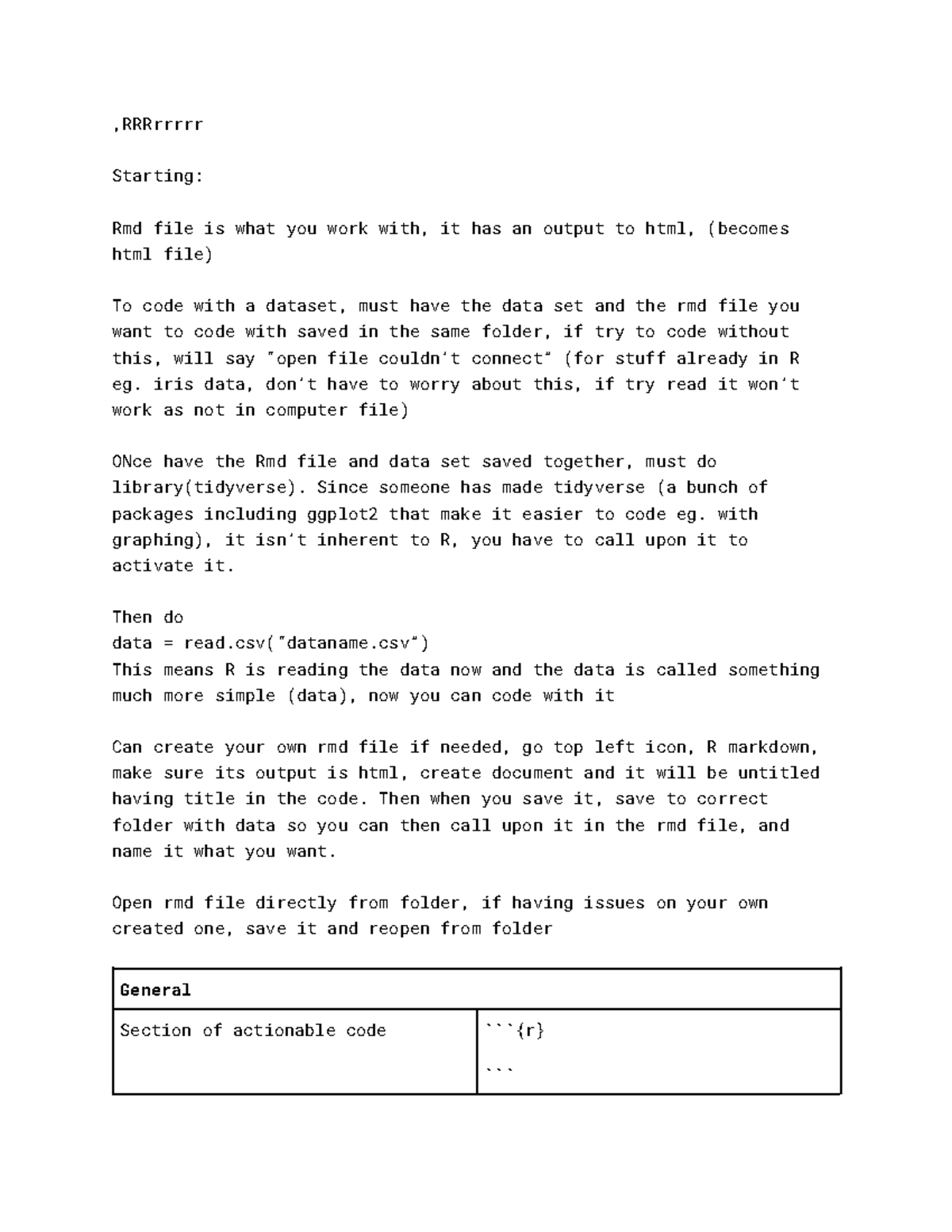 R Coding Bank - ,RRRrrrrr Starting: Rmd file is what you work with, it ...