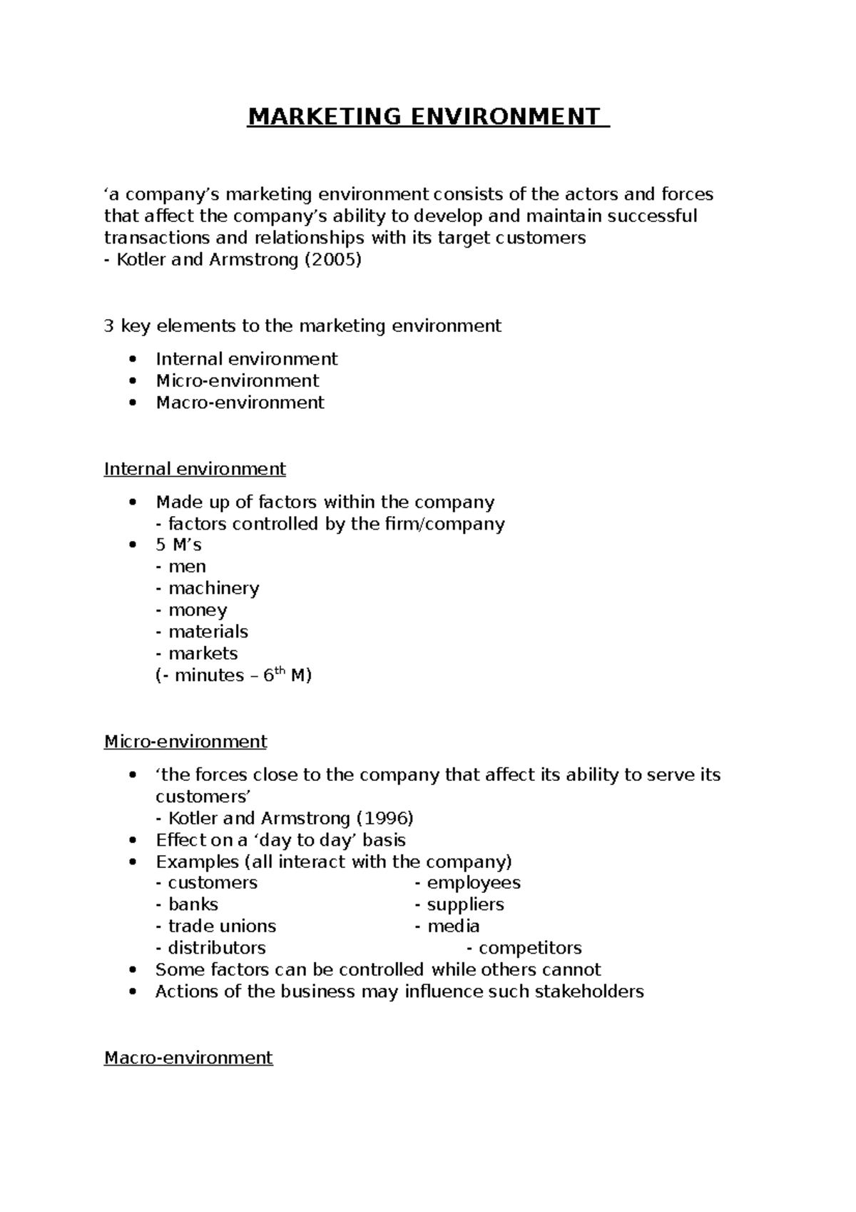 Marketing Environment - Studocu