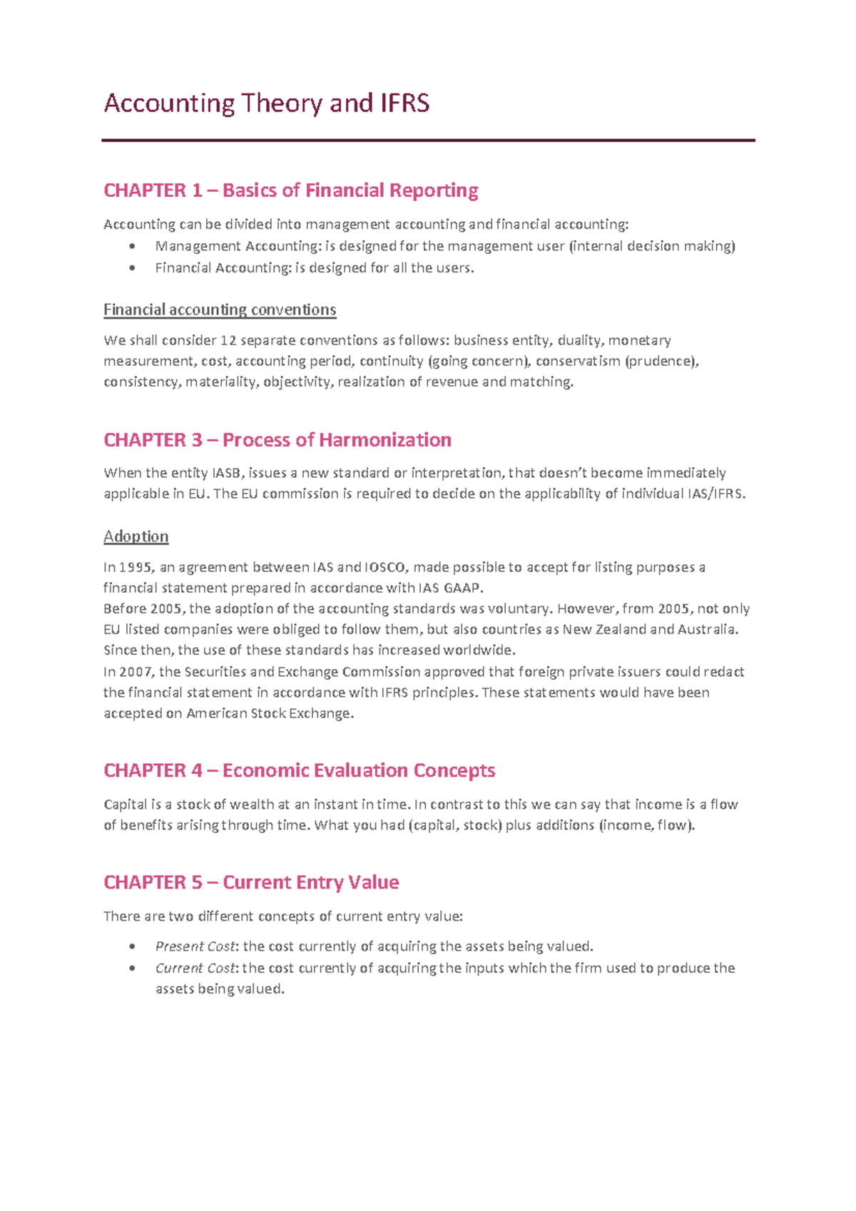 Accounting Theory and IFRS-Notes - Accounting Theory and IFRS CHAPTER 1 ...