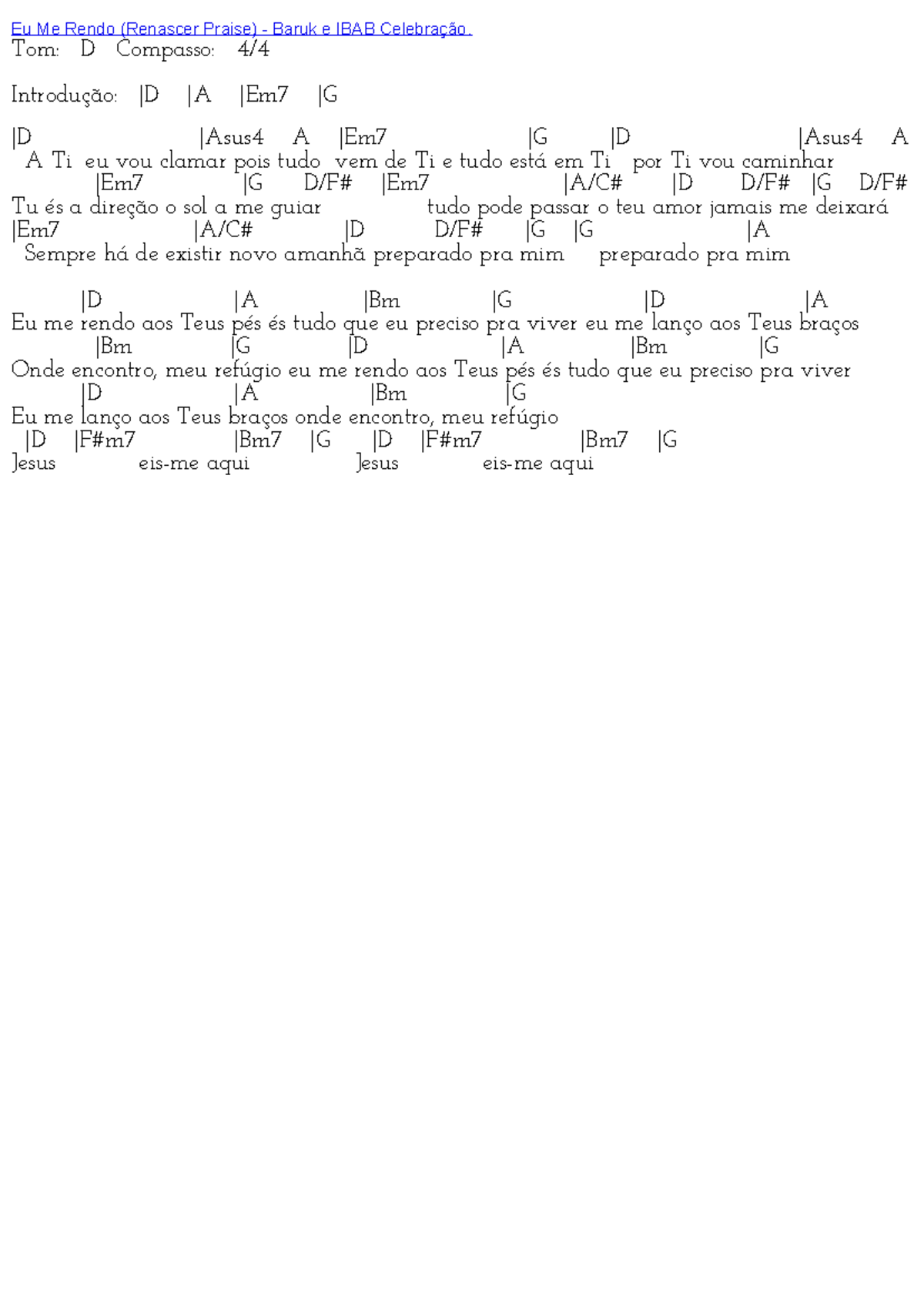 5 - Eu me Rendo - Pronto - ANOTAÇOES - Eu Me Rendo (Renascer Praise ...