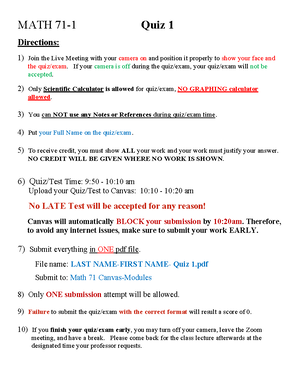 Chapter 1 and 2 Review - MATH 71 – Problems to Review from Exam 2 and ...