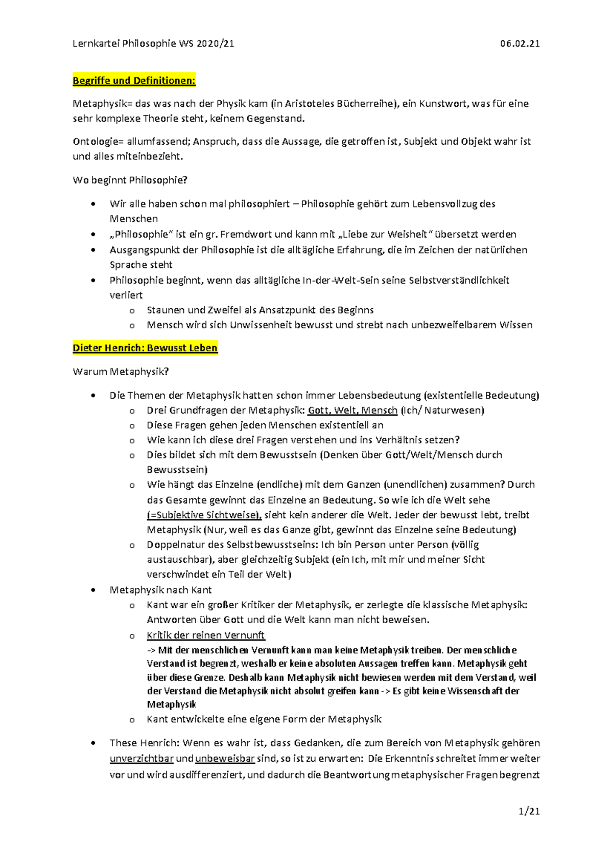 Lernkartei/Prüfungsvorbereitung Philosophicum zur Einführung in die ...