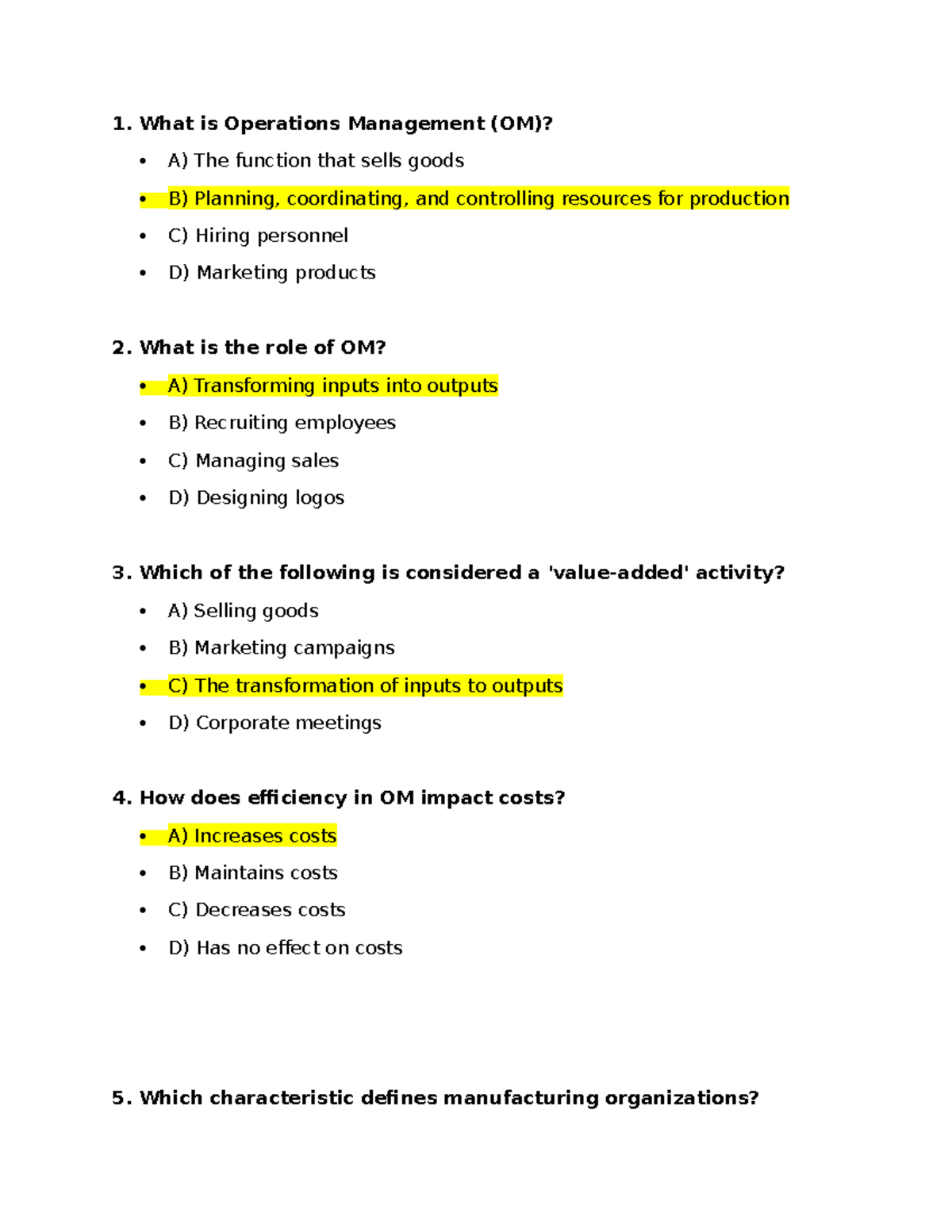 Quiz Operations Management - Office System Administration - Studocu