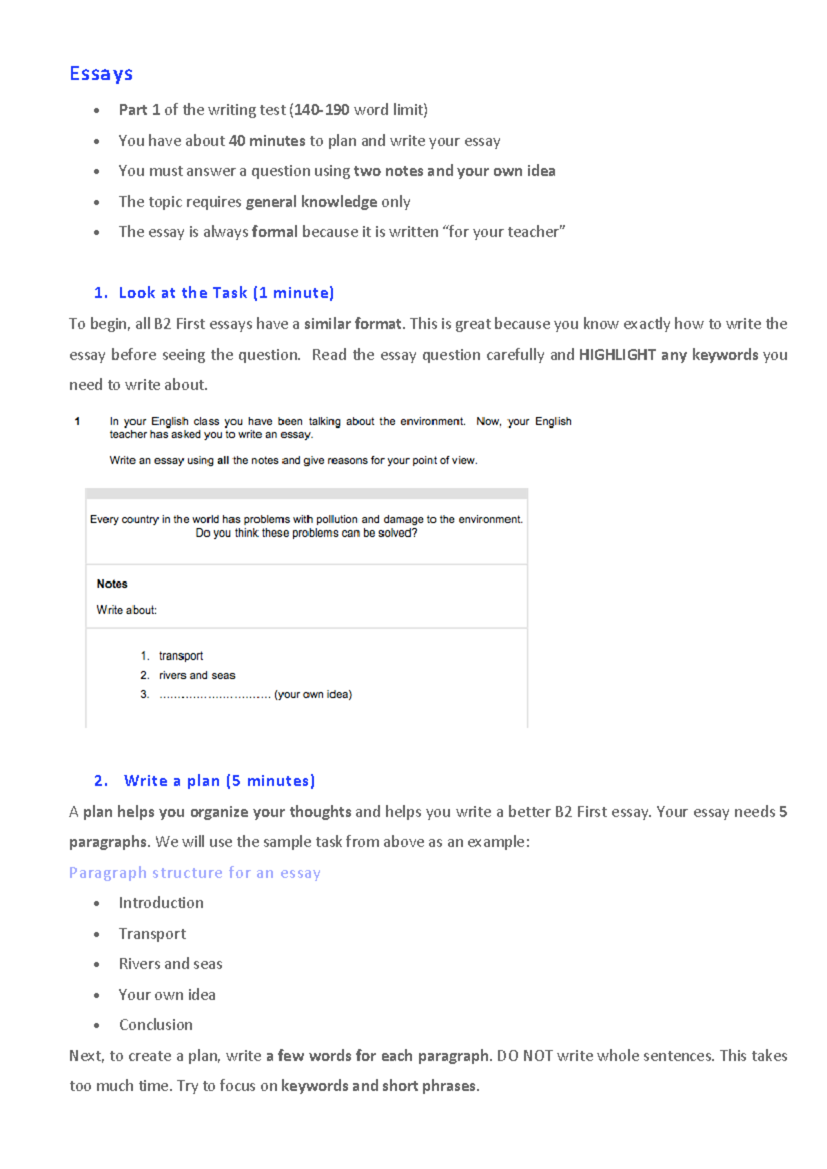 Essays Tips and rules - hdd - Essays Part 1 of the writing test ( 140 ...
