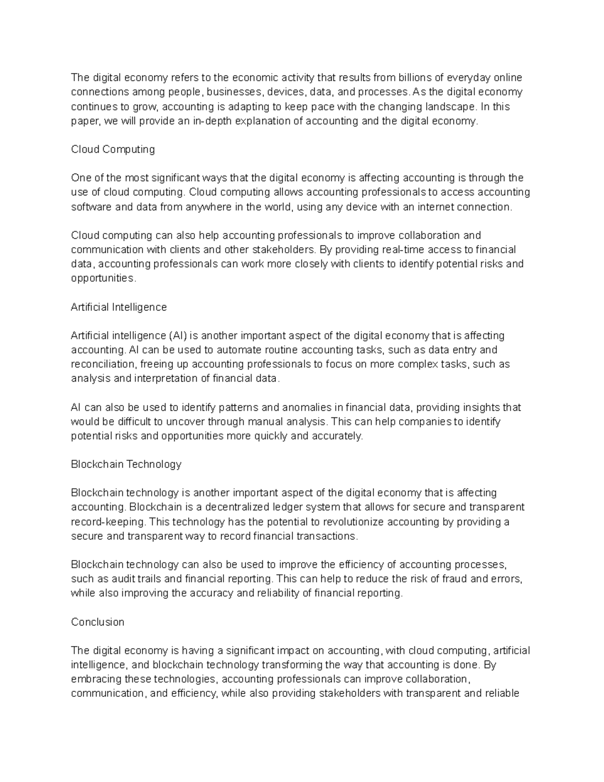 Accounting and the Digital Economy - The digital economy refers to the ...