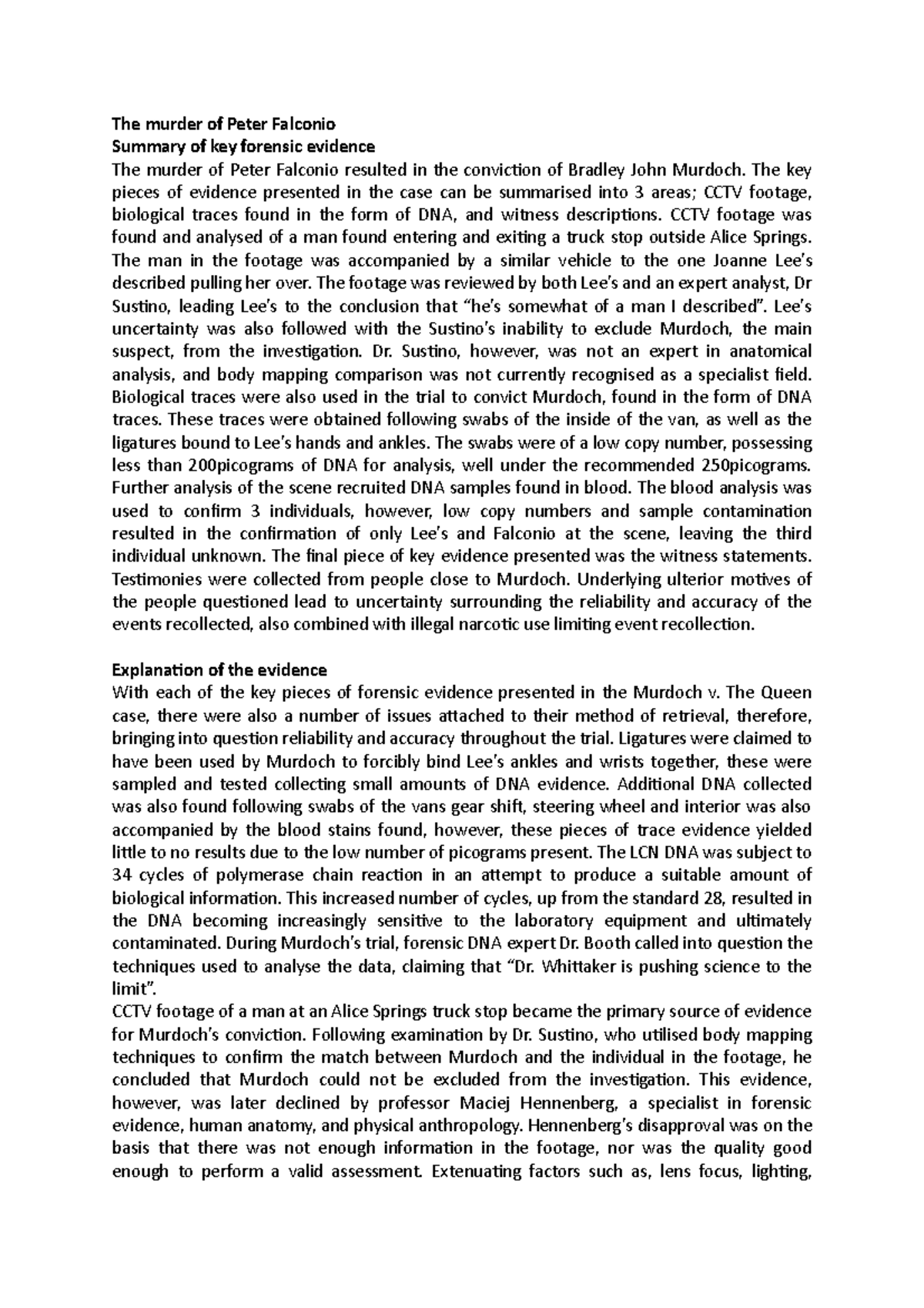 The murder of Peter Falconio - The murder of Peter Falconio Summary of ...