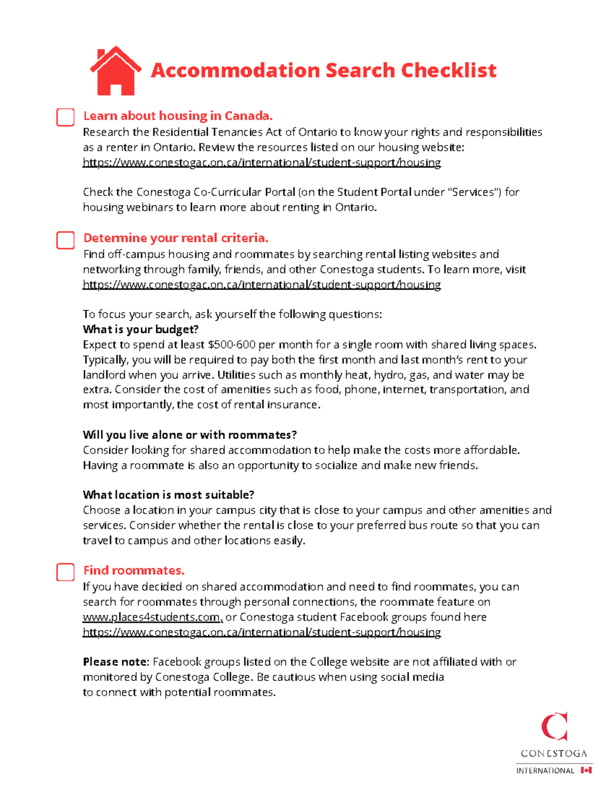 Accommodation-Search-Checklist - Learn about housing in Canada ...