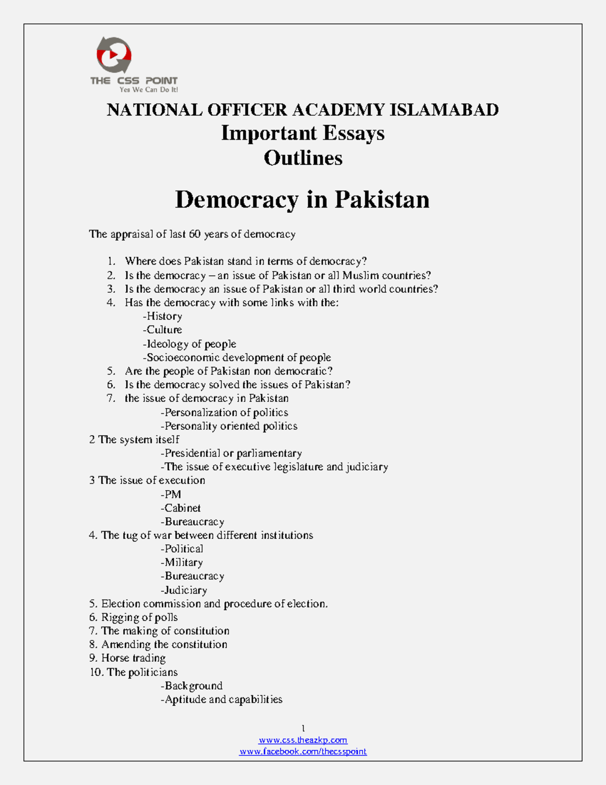 Pdfcoffee - 1 css.theazkp NATIONAL OFFICER ACADEMY ISLAMABAD Important ...