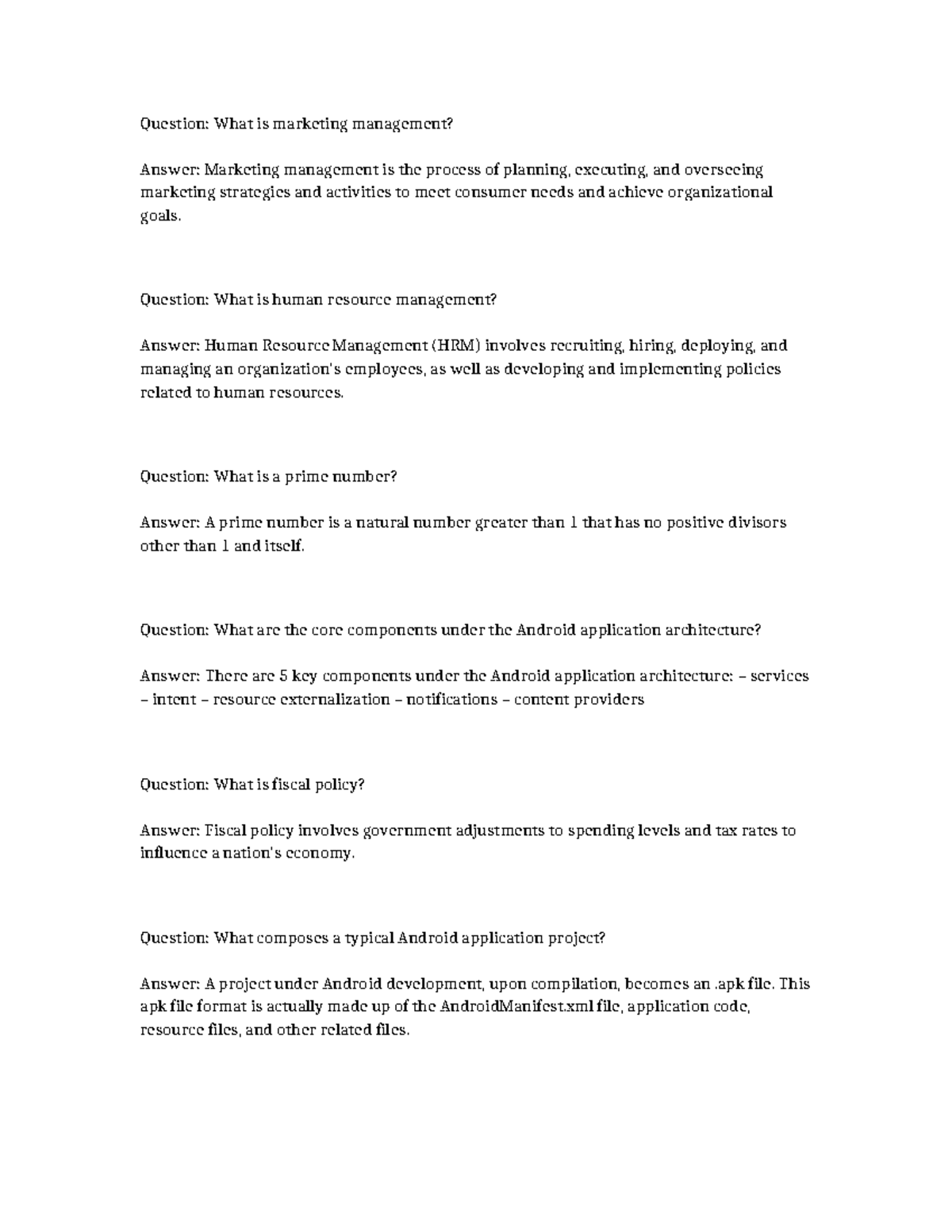 Question: What is monetary policy? Answer: Monetahe currency. Question ...