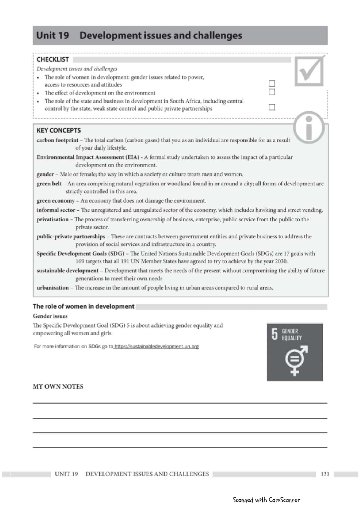 Development Issues and Challenges Aceit Study Notes Grade 11 - Unit 19 ...