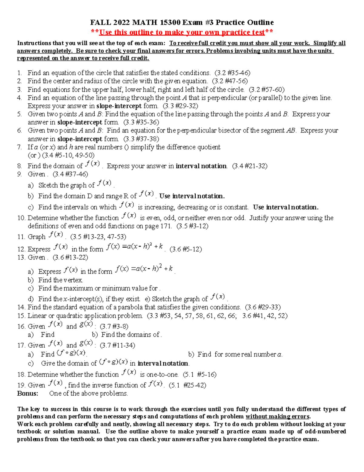 EXAM+%233+Practice+Outline+-+Gonzalez - FALL 2022 MATH 15300 Exam #3 ...