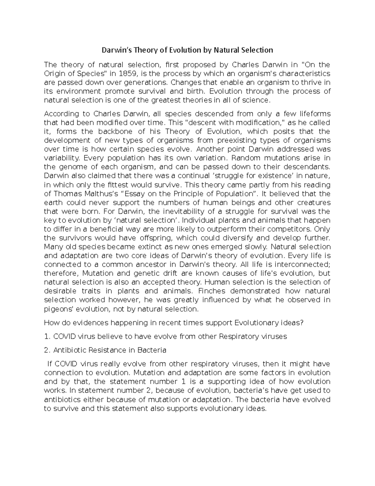 Evolution 101 - Darwin’s Theory of Evolution by Natural Selection The ...