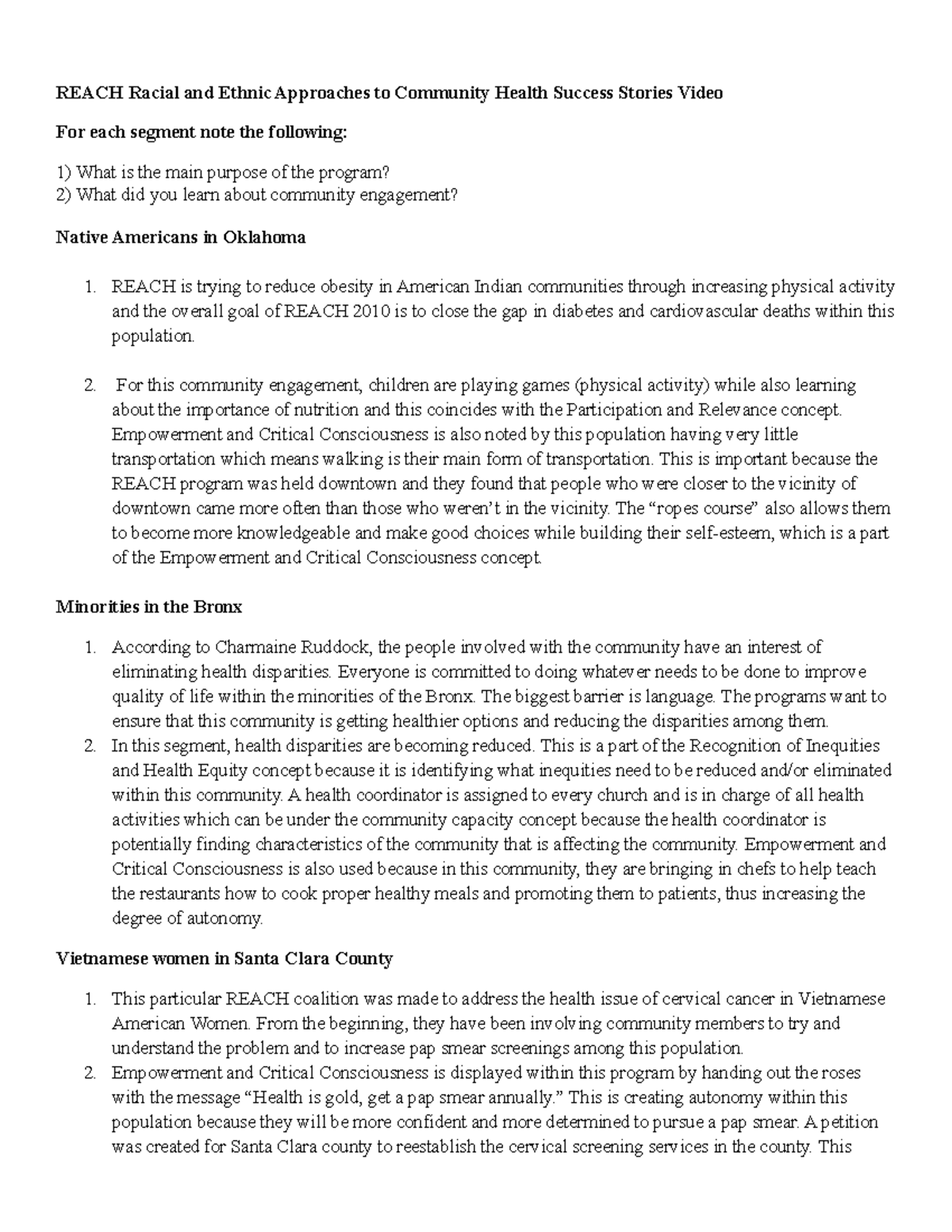 Reach Racial and Ethnic Approaches to Community Health Success Stories ...