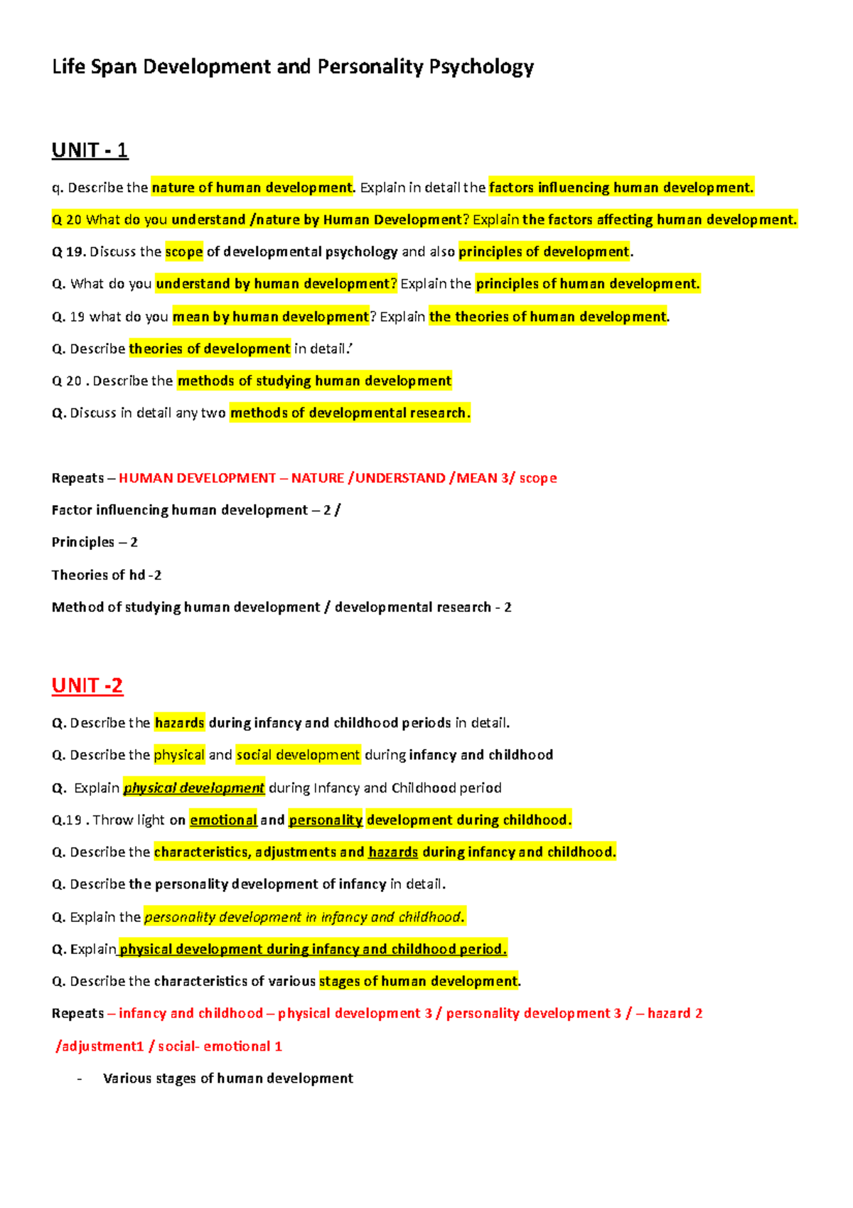 Life Span Development and Personality Psychology - Describe the nature ...