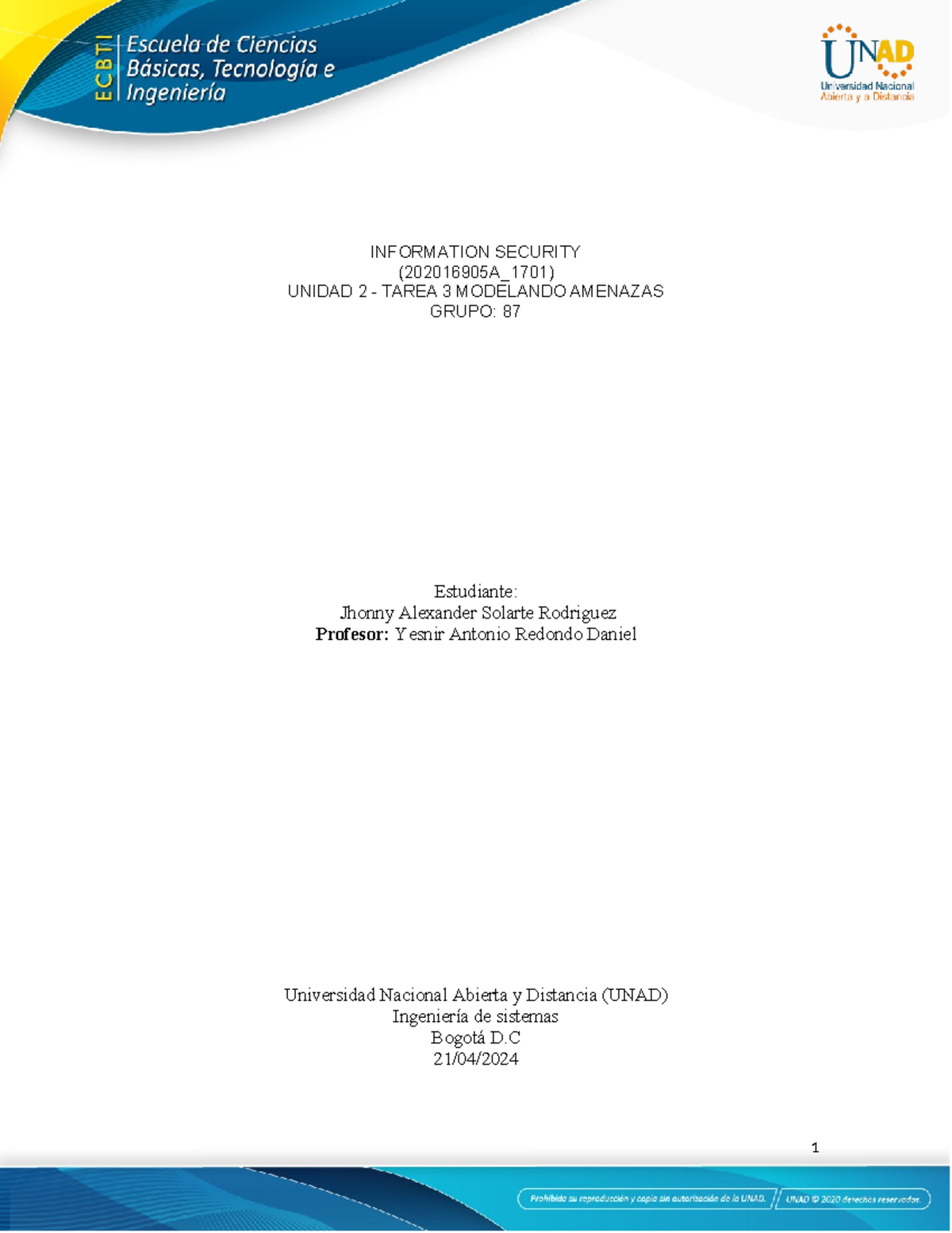 Unidad 2 - Tarea 3 Modelando Amenazas - Copia - INFORMATION SECURITY ...